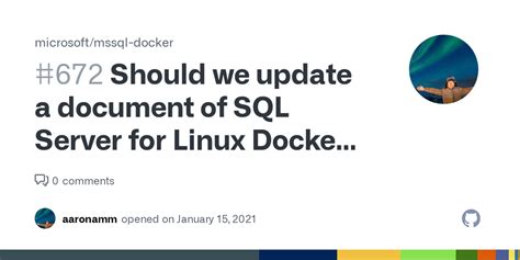 Should We Update A Document Of Sql Server For Linux Docker To Have