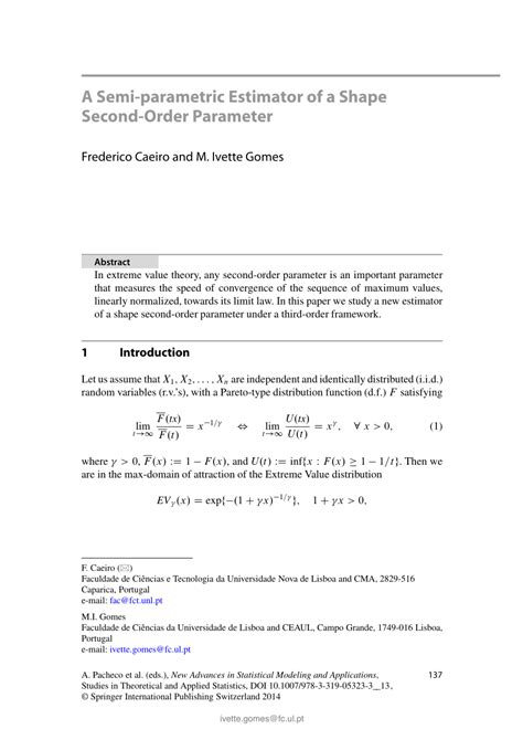 Pdf A Semi Parametric Estimator Of A Shape Second Order Parameter