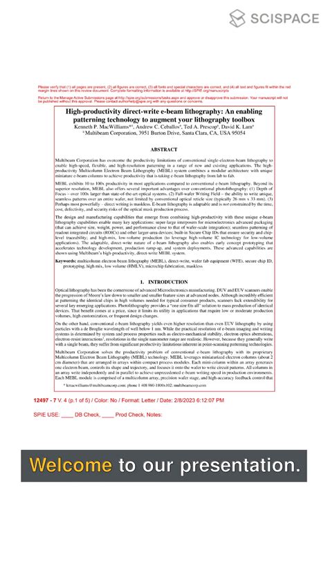 Pdf High Productivity Direct Write E Beam Lithography An Enabling Patterning Technology To