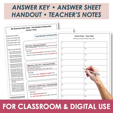 Past Modals Of Deduction Task Cards Adult Esl Grammar Review Practice