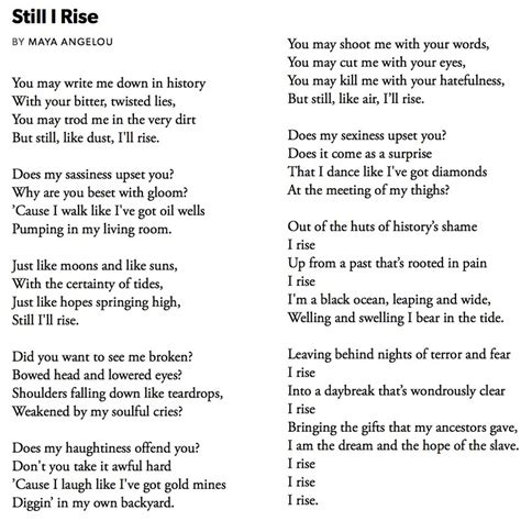 Still I Rise Poem By Maya Angelou