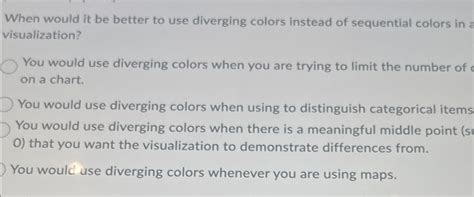 Solved When Would It Be Better To Use Diverging Colors