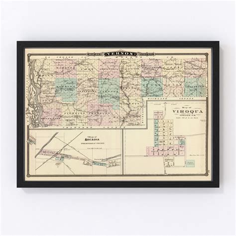 Vernon County Wi Map 1878 Old Map Of Viroqua Wisconsin Art Vintage