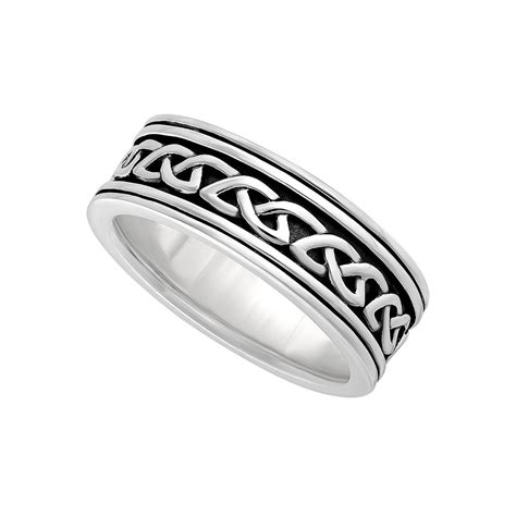 Mens Oxidised Silver Celtic Knot Ring Solvar Jewellery