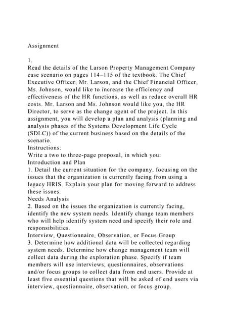 Assignment1 Read The Details Of The Larson Property Managem Docx