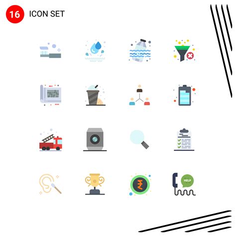 16 Thematic Vector Flat Colors And Editable Symbols Of Floor Blue Pollution Filter Funnel