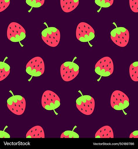 Cute Strawberry Seamless Pattern Fruit Background Vector Image