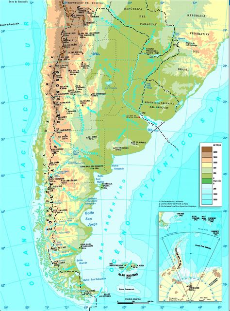 Detallado Mapa Fisico De Argentina Argentina América Del Sur