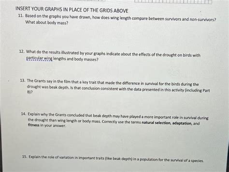 Solved Part D Adaptive Traits And Constructing Graphs In