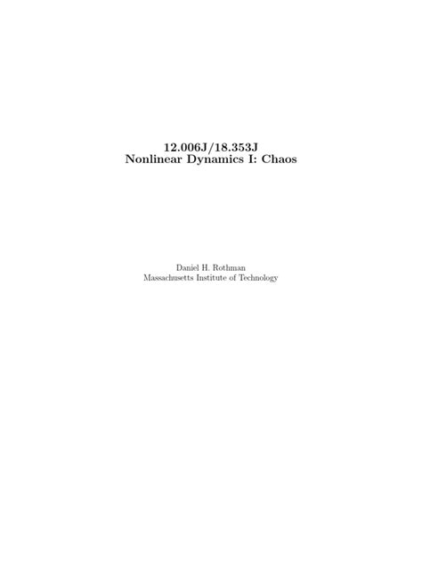 Nonlinear Dynamics I Chaos Theory Mit Pdf Attractor Systems Theory