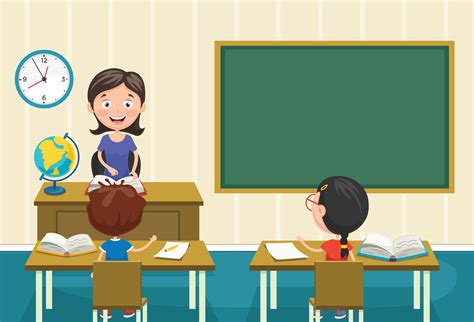 A Teacher Teaching In Classroom 1128665 Vector Art At Vecteezy