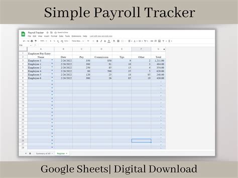 Summary Payroll Report Easy To Use Employee Payroll Tracker Summarize Each Payroll Check Into