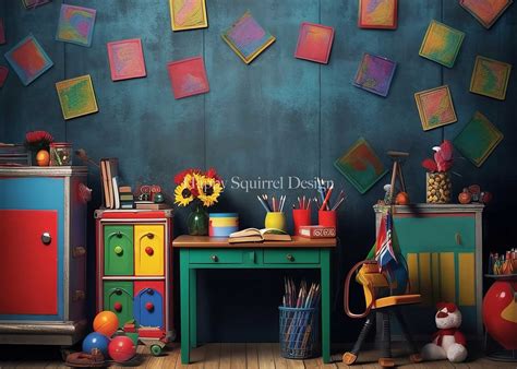 Kate Back To School Colorful Classroom Backdrop Designed By Happy Squi