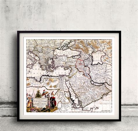 Map Of The Ottoman Empire 18th Century Sku 0232 Etsy