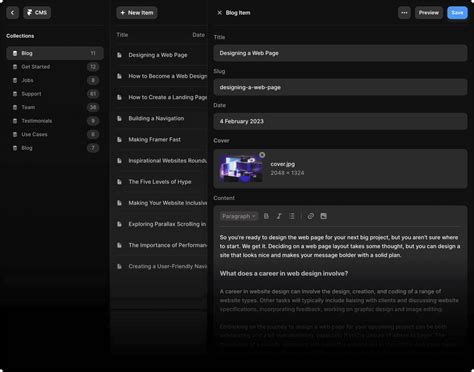 CMS In Framer