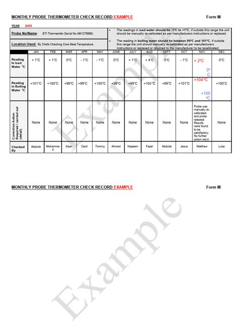 Form M Example Probe Thermometer Check Pdf Thermometer Physical Quantities