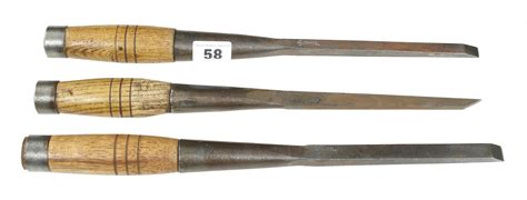 A Set Of 3 Socket Mortice Chisels By Marples 14 38 And 12 G