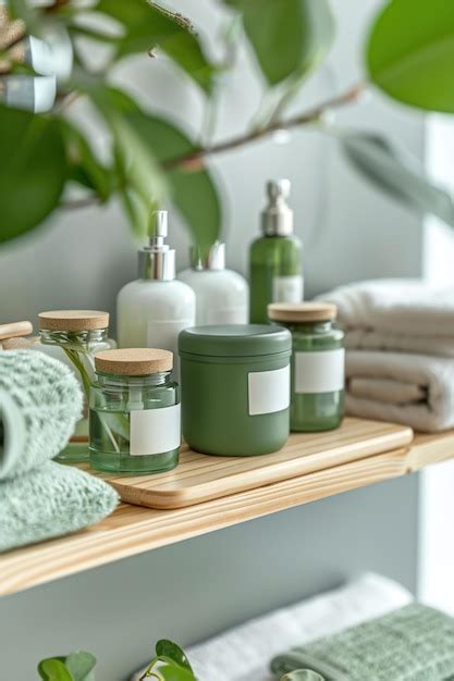 Premium Photo Minimalist Bathroom Shelf Adorned With Ecofriendly