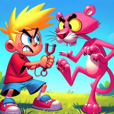 Bart Simpson Fighting Pink Panther Intense Playtime Showdown Ai Art Generator Easy Peasyai