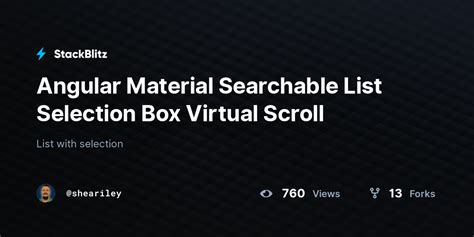 Angular Material Searchable List Selection Box Virtual Scroll Stackblitz