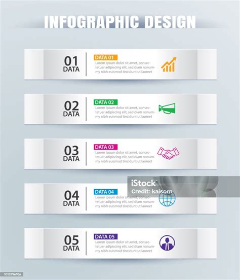 인포 그래픽 탭 수평 종이 인덱스 5 데이터 서식 파일 벡터 일러스트 레이 션 추상적인 배경입니다 웹 디자인 배너 비즈니스 단계 워크플로 레이아웃에 사용할 수 있습니다 0