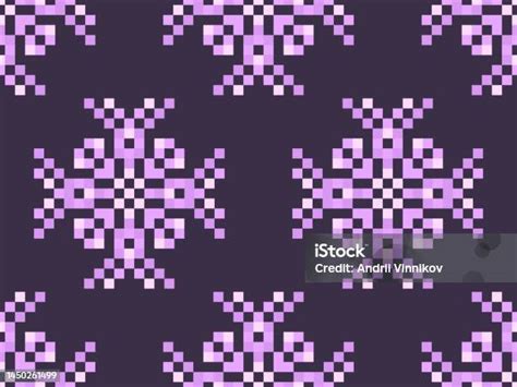 픽셀 눈송이 원활한 패턴입니다 픽셀 아트 스타일의 크리스마스 겨울 배경 80 년대 비디오 게임 스타일의 8 비트 그래픽 벡터 그림 1980 1989 년에 대한 스톡 벡터