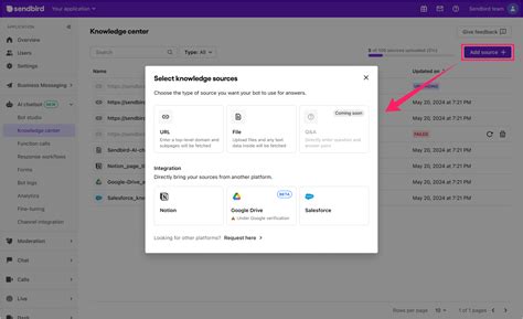 knowledge center ai chatbot sendbird docs