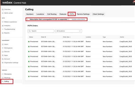 Manage Suspended Subscriptions For Cisco Calling Plans In Control Hub