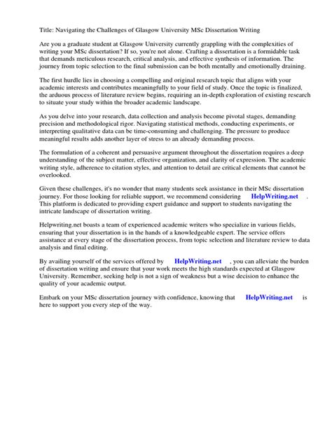 Glasgow University Msc Dissertation Pdf Thesis Expert