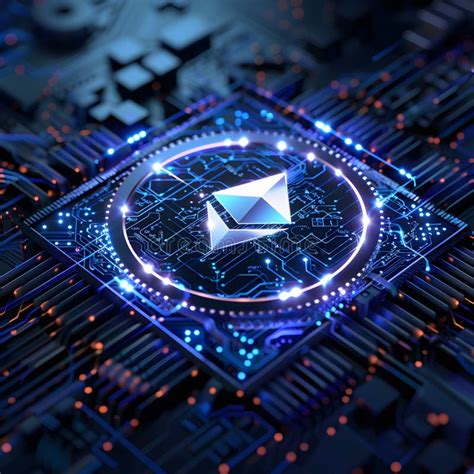 A Computer Chip With A Triangle In Electric Blue Purple And Water Pattern Stock Image Image
