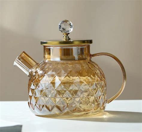 Заварювальний чайник заварник Бурштиновий з золотою кришкою 1000мл купити онлайн на Rozetka