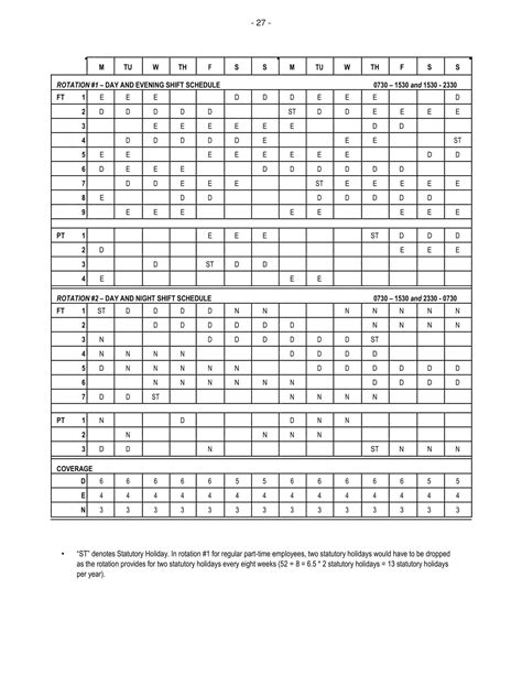 Free Printable Rotating Schedule Templates Word Excel
