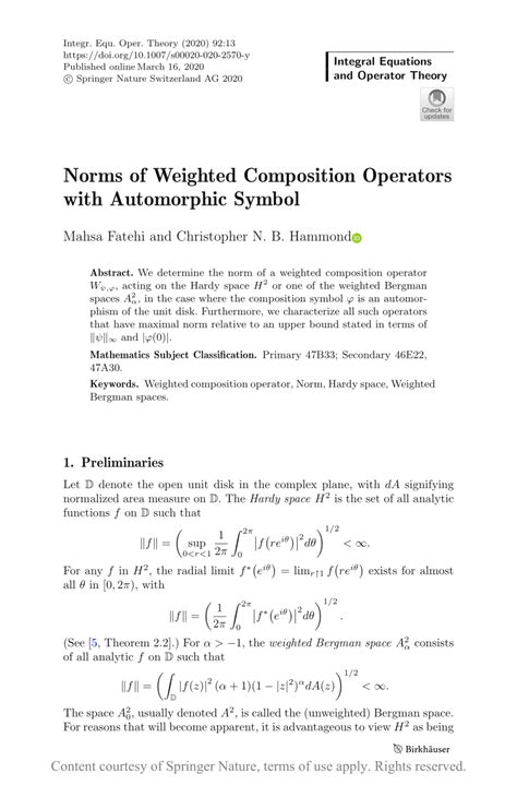 Norms Of Weighted Composition Operators With Automorphic Symbol Request PDF