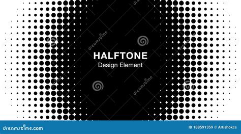 Halftone Circle Frame Horizontal Background Black Circular Border