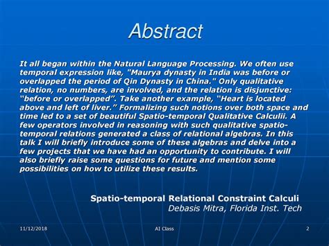 Spatio Temporal Relational Constraint Calculi Ppt Download