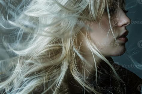 Blonde Model With Flowing Hair Posing In Fashion Photoshoot 55681932