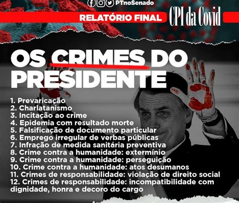 Relatório Da Cpi Aponta 12 Crimes Praticados Por Bolsonaro Na Pandemia