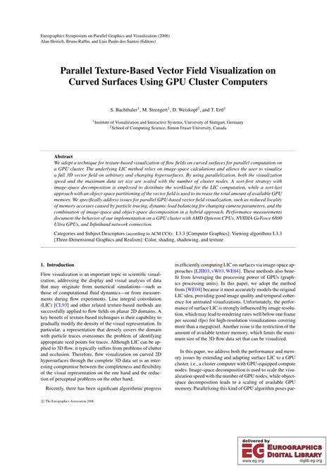 Parallel Texture Based Vector Field Visualization On Curved Surfaces Using Gpu Cluster Computers