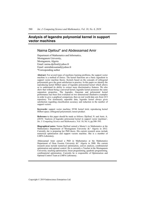 Pdf Analysis Of Legendre Polynomial Kernel In Support Vector Machines