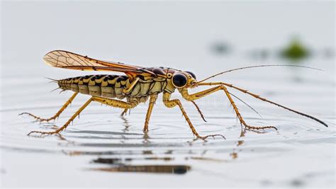Side Profile Of Water Strider Insect On Surface Tension With Long Legs