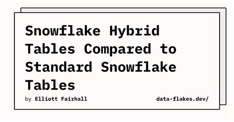 Snowflake Hybrid Tables Compared To Standard Snowflake Tables Data
