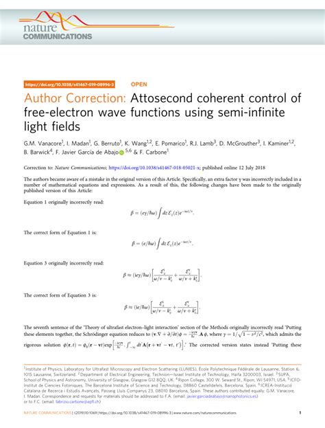 Pdf Author Correction Attosecond Coherent Control Of Free Electron