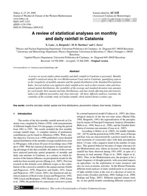 Rainfall Data Analysis Rain Coefficient Of Variation
