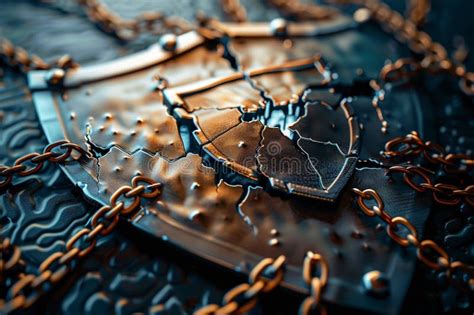 Broken Shield Symbol Of Vulnerability Stock Illustration Illustration Of Chains Texture