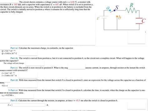 Solved The Circuit Shown Contains A Voltage Source With Emf