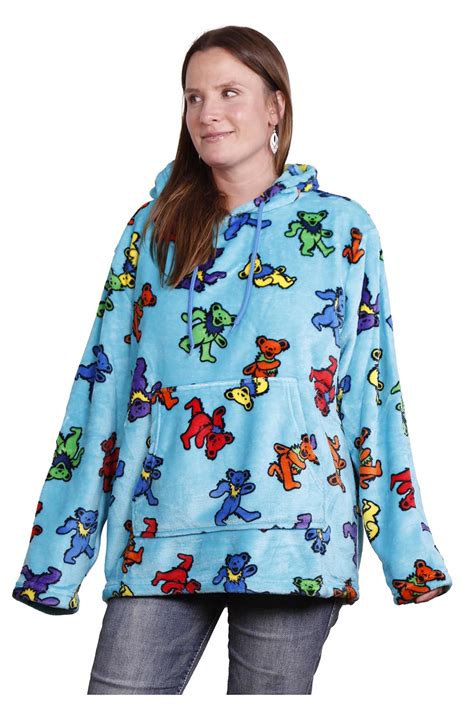 Grateful Dead Fleece Pull Over Hoodie Turquoise Bears