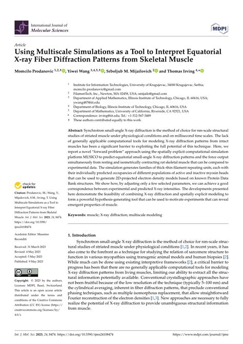 Pdf Using Multiscale Simulations As A Tool To Interpret Equatorial X Ray Fiber Diffraction