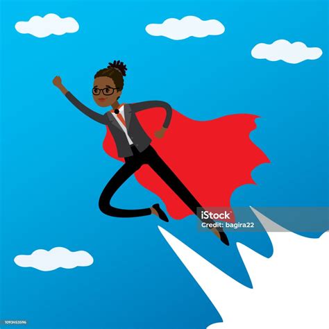 하늘에 비행 슈퍼 영웅 처럼 보이는 아프리카계 미국인 여자 개체 그룹에 대한 스톡 벡터 아트 및 기타 이미지 개체 그룹 여자 사업가 여성 슈퍼히어로 Istock