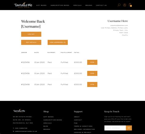 Shopify Account Pages Design Example Whole Design Studios