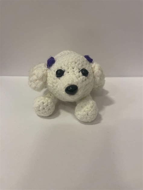 Poodle With A Blue Bow Handmade Plushie Little Luvin Stitches